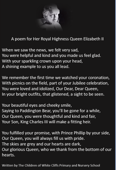 The Queens Poem - News - White Cliffs Primary